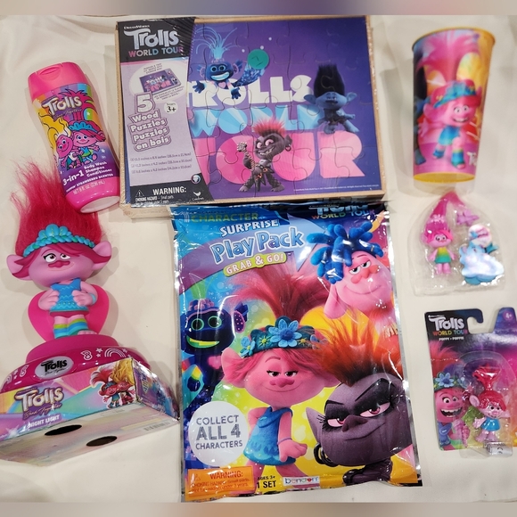 Trolls | Toys | 7 Pcstrolls World Tour Toy And Activity Set Bundle ...
